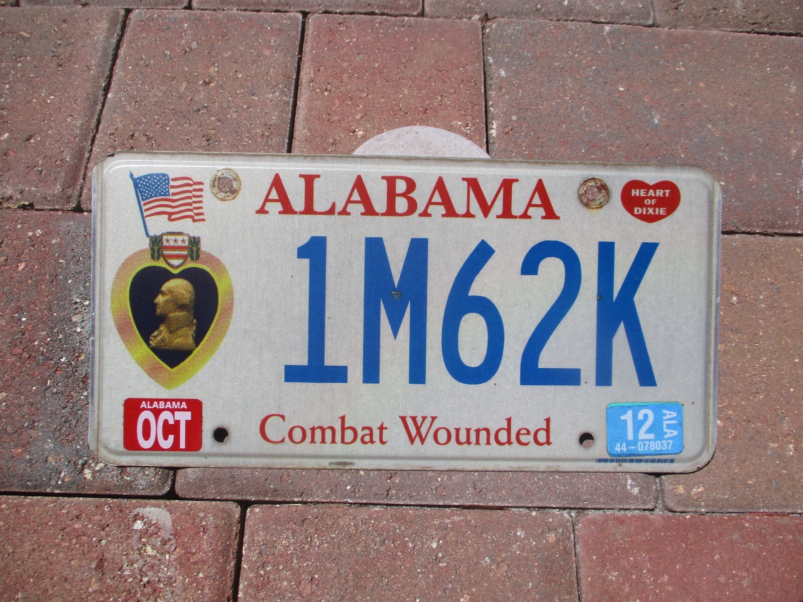 Alabama 2012 Combat Wounded Purple Heart license plate # 1M62K | eBay