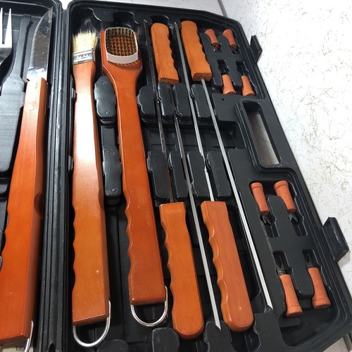 Chefmaster BBQ Tool Set Grill Camping Picnic Cooking WOODEN 19Pc with ...