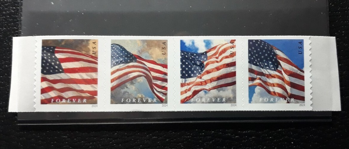 US Scott #5875-78, 2024 Forever, U.S. FLAGS, Strip of 4 from the BCA ...