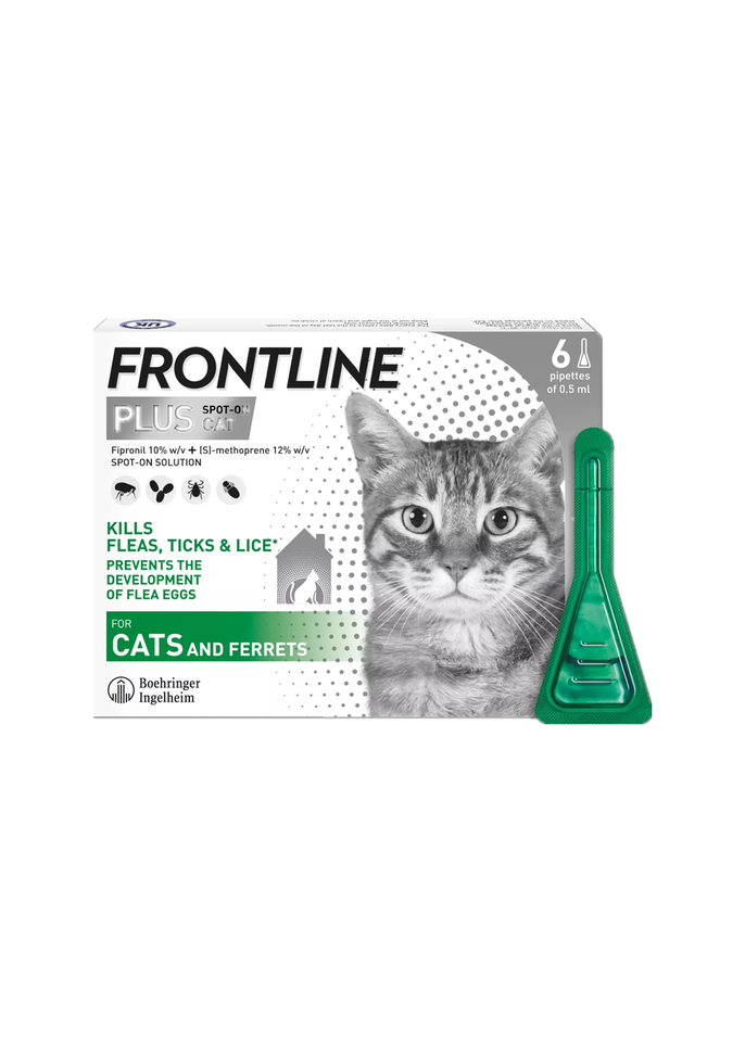 FRONTLINE Plus Flea & Tick Treatment&prevention for Cats and Ferrets- 6 ...