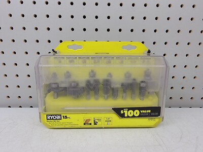 Ryobi 15 Piece Carbide 1/4” Shank Wood Router Bit Set A25R151 ...