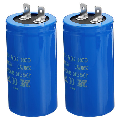 2 Pack CD60 Run Capacitor 250uF/MFD 250VAC 15% Tolerance 50/60Hz Motor ...