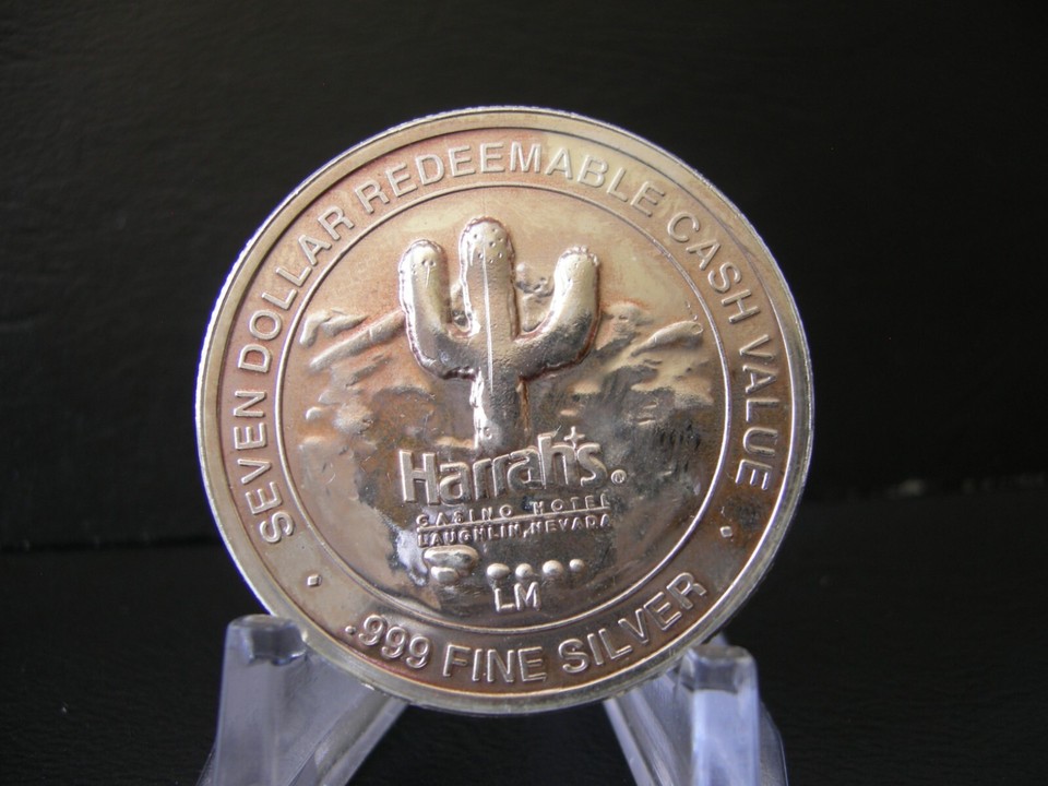 RARE Harrah's Casino Laughlin Naveda Seven Dollar Silver Token .999 ...