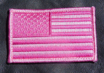 PINK USA FLAG EMBROIDERED 3.0 INCH LADIES PINK US FLAG 3 INCH HOOK ...
