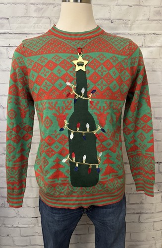 Tipsy Elves Large Beer Opener Tree Ugly Christmas Sweater Tacky Holiday ...