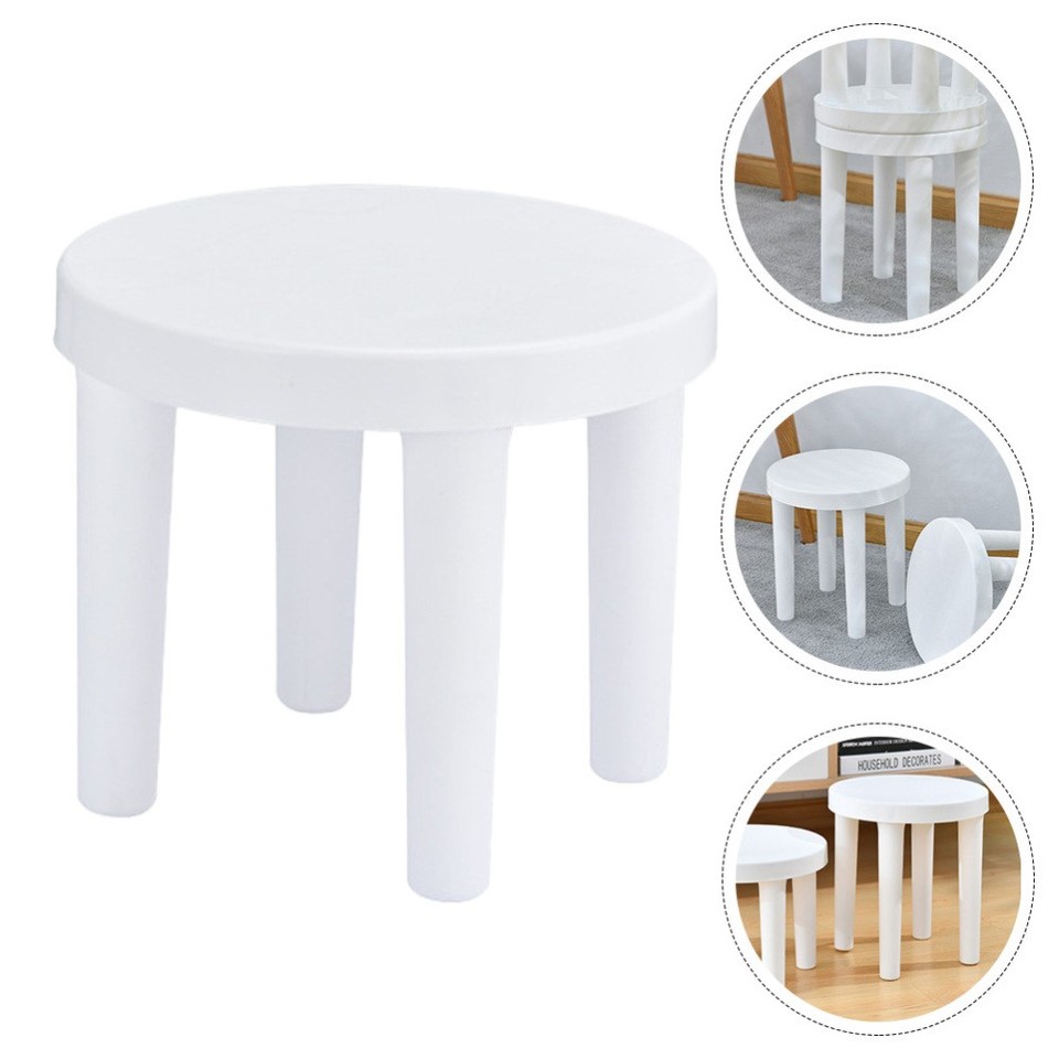 1PC Creative Plastic Small Low Stool Bathroom Anti-slip Round Stool (White) | eBay