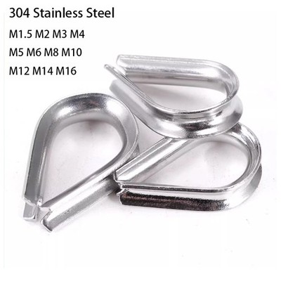 Wire Rope Thimble DIN6899 Eye Shaped Rigging 304 Stainless Steel M1.5 ...