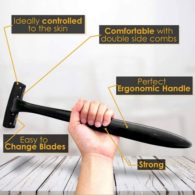 Mens Back Hair Shaver 2.0 DIY Razor with Long Handle Shave Wet or Dry ...
