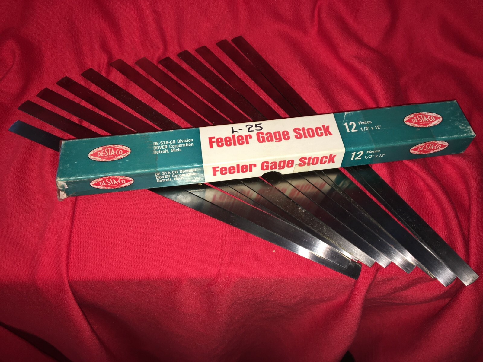 L-25 Destaco Steel Feeler Gage, Shim, 1/2 x 12" x .025" thick x (12 ...