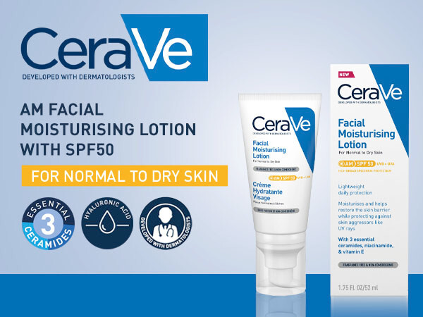 CeraVe AM Facial Moisturising Lotion with SPF50, 52ml 3337875814652 ...