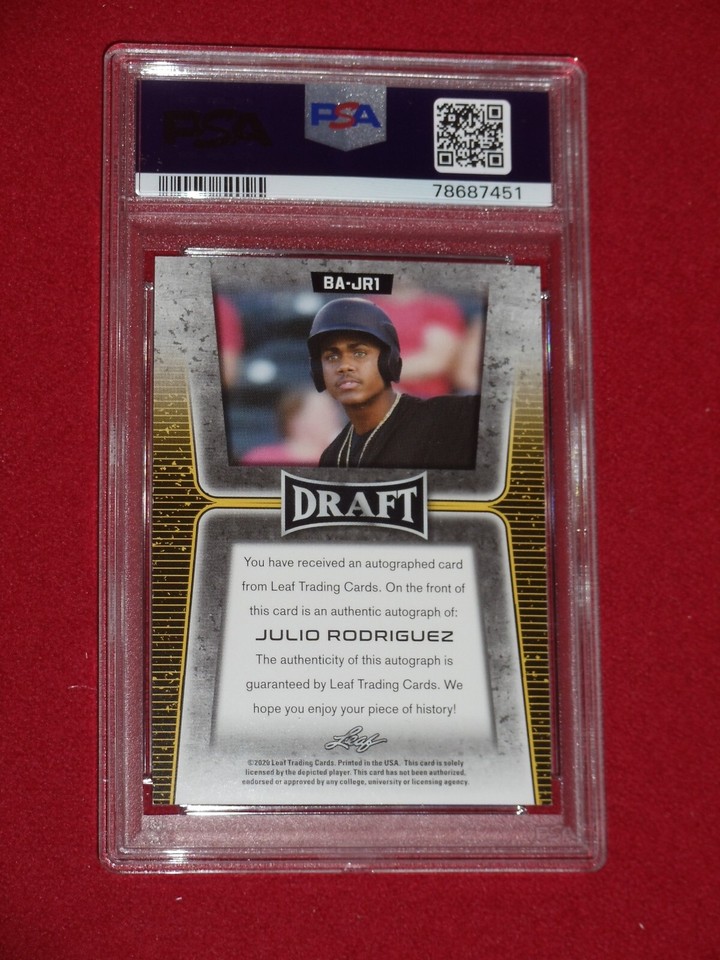 2020 Leaf Draft Julio Rodriguez Autograph Hobby Rookie PSA 9 MINT Auto ...