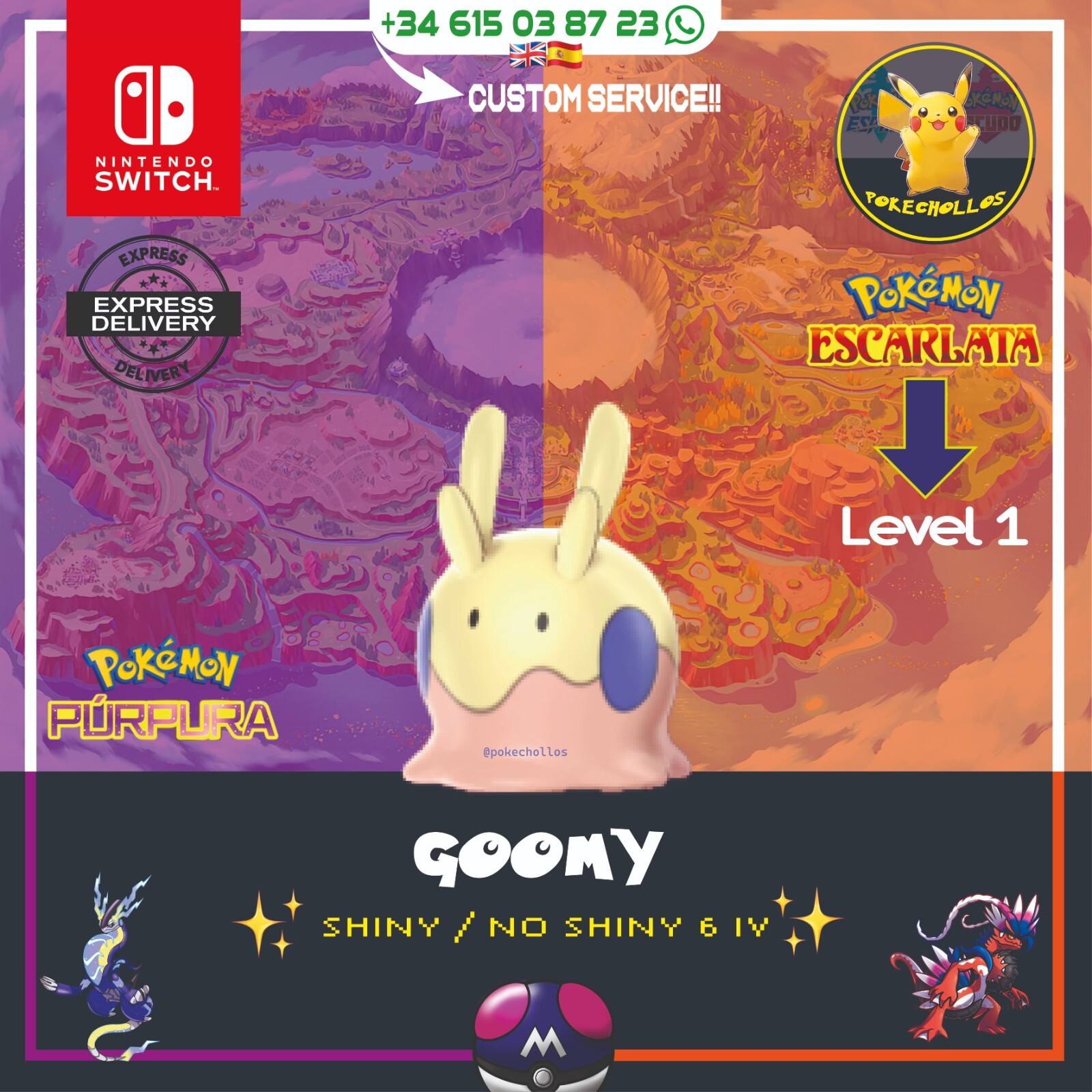 GOOMY SHINY OR NOT Pokemon escarlata - scarlet 🍊 púrpura - violet 🍇 | eBay