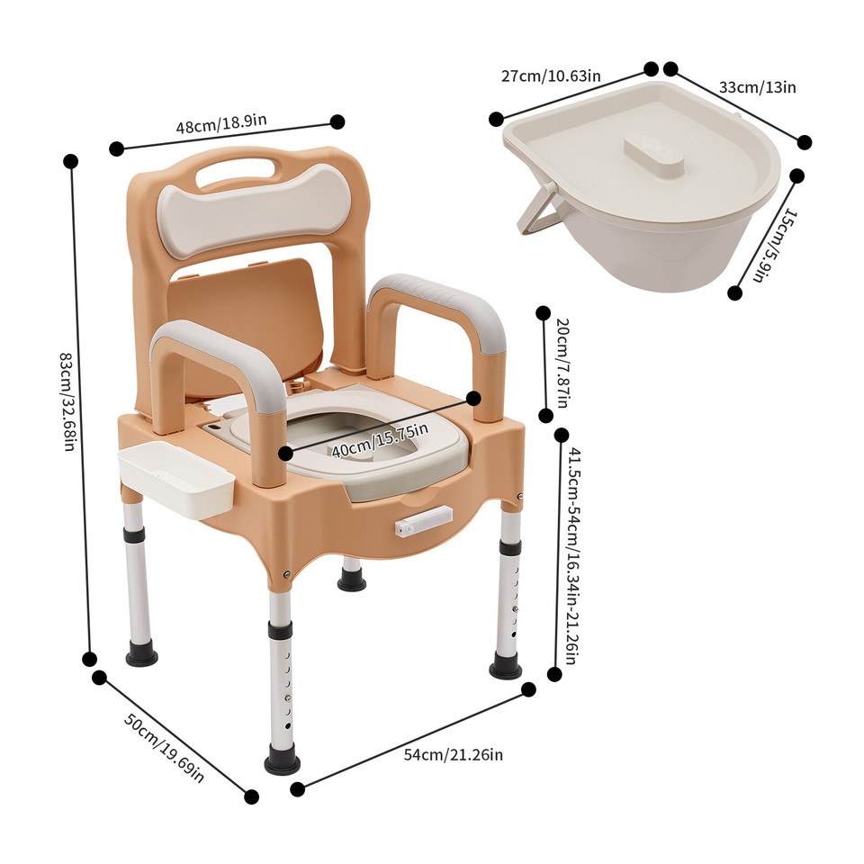 Height Adjustable Bath Seat Bedside Commode Toilet Chair Heavy Duty ...