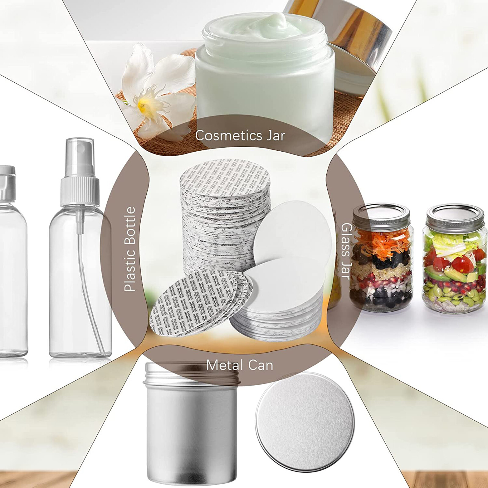 Foam Lid Liner Pressure Sensitive Seal Cap Liners Jar Bottle Safety Tamper Seals | eBay