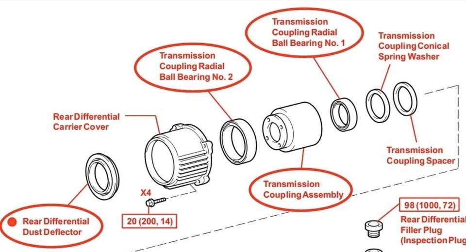 2003-2006 Pontiac Vibe AWD Rear Coupling 2 Bearings No1 No2 & Deflector ...