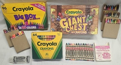 Vintage 80s-90s Crayola Crayons Lot Giant Chest Big Box Sharpener ...