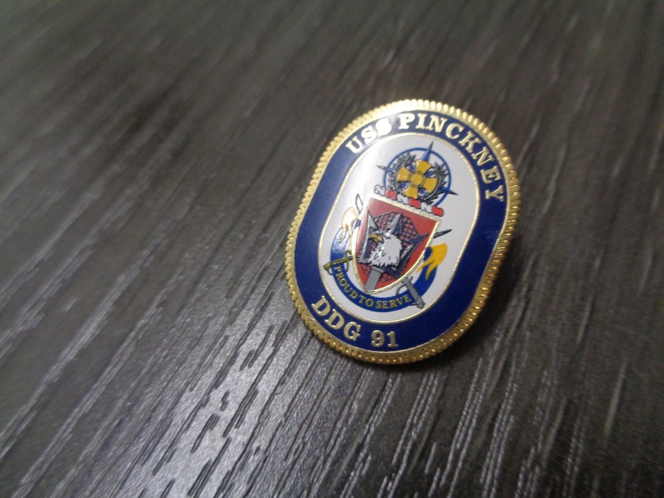 USS PINCKNEY DDG91 US NAVY PIN Guided Missile Destroyer LAPEL PIN USED ...