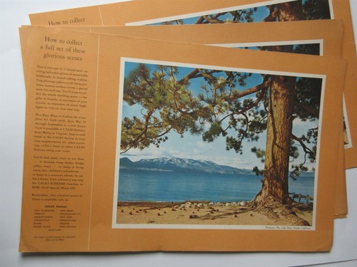 lot 4 Vintage Calso Oil Scenic Views Pondersosa Lake Tahoe CA NV prints ...