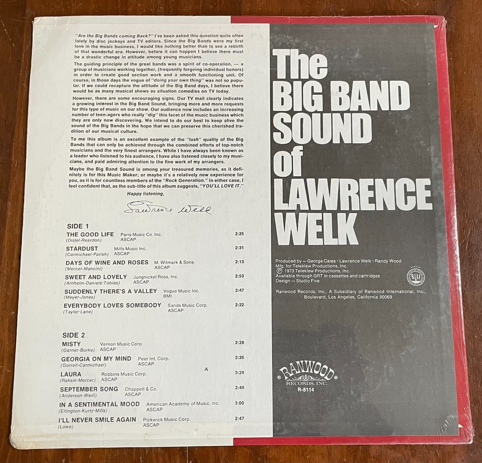 The Big Band Sound Of Lawrence Welk Vinyl LP NEW SEALED 1973 Easy ...
