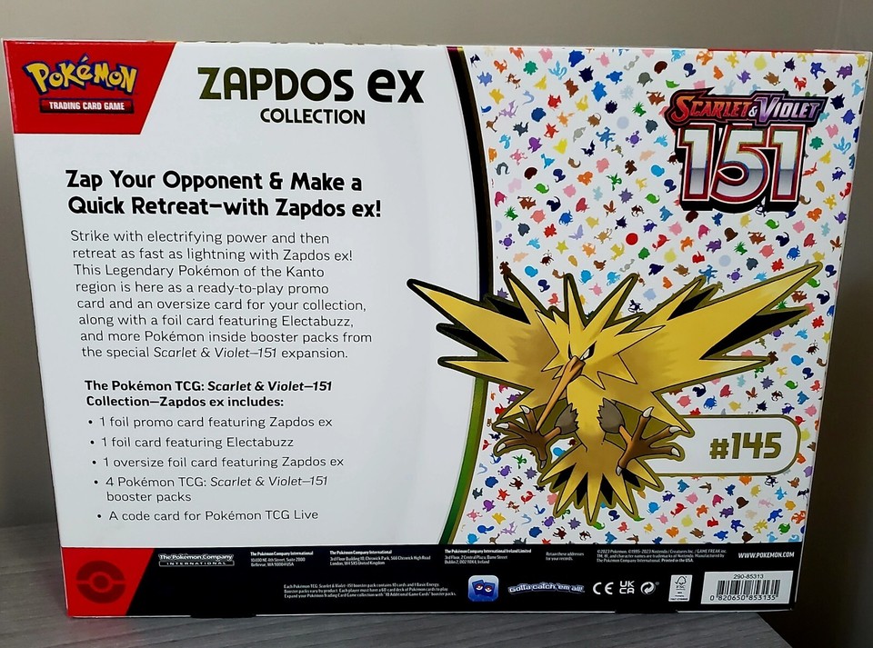 Pokemon TCG Scarlet & Violet Pokemon Zapdos Ex Box 151 IN HAND SHIPS ...