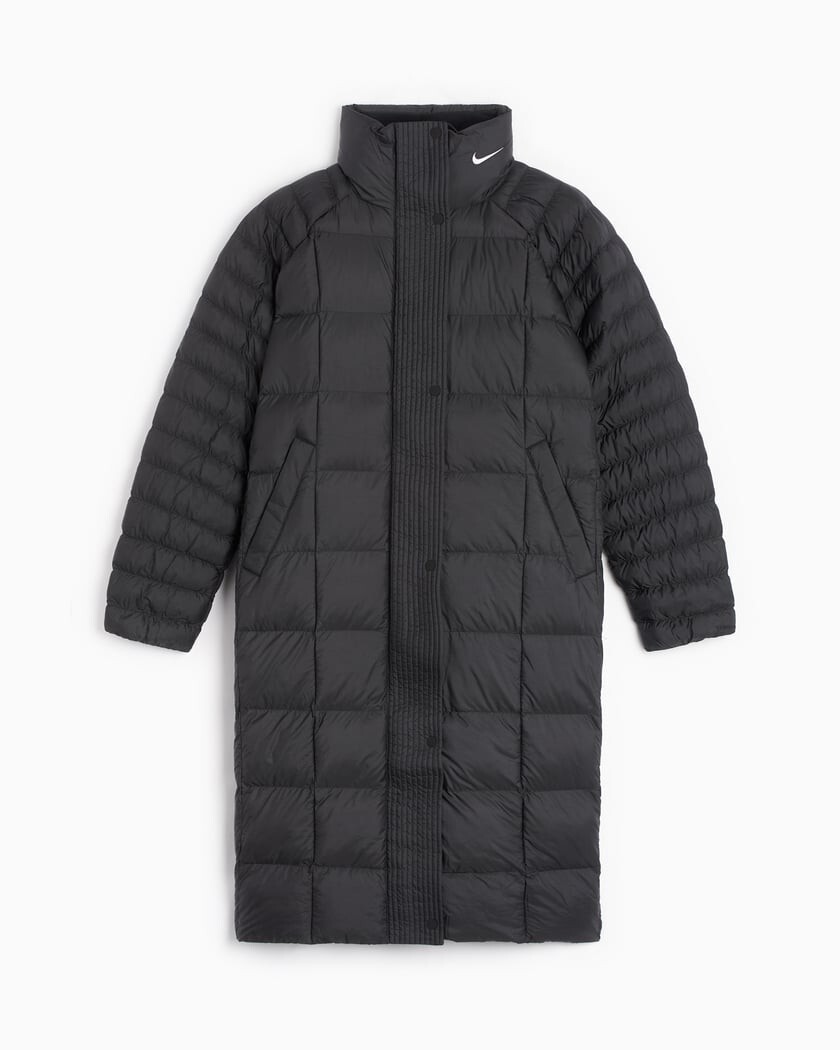Nike Long Parka Black Puffer Insulated Collared Oversized Jacket Women ...