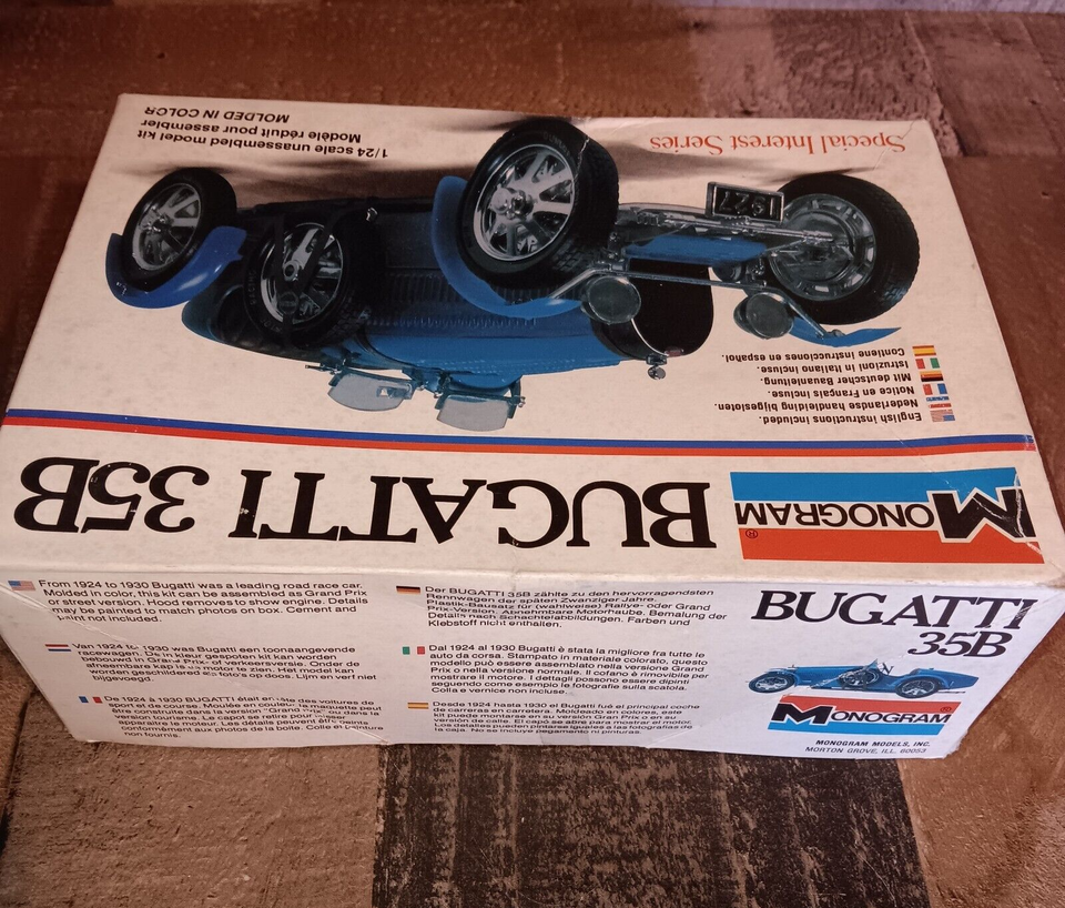 Vintage Monogram 1978 Bugatti 35B Model Kit 1/24 Scale 2234 Please Read ...