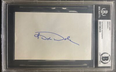 SENATOR BOB DOLE AUTOGRAPHED INDEX CARD SIGNED BECKETT BGS CERTIFIED ...