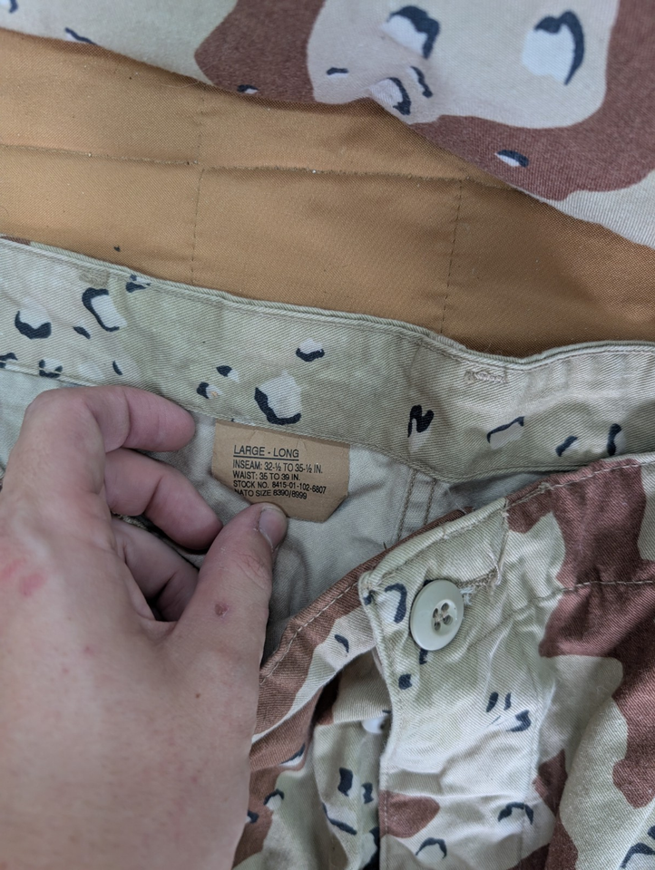 Desert Storm War USGI Chocolate Chip Desert Camo BDU Jacket & Pants ...