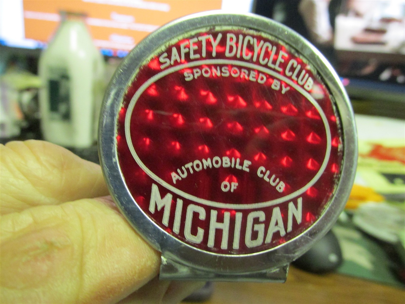 Safety Bicycle Club Automobile Club of Michigan bike reflector, Vintage ...