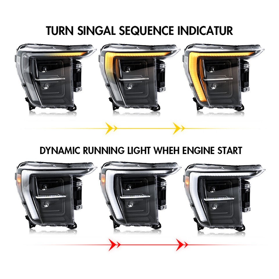 Pair Full LED Headlights for Ford F150 14th Gen P702 2021 2022 2023 ...