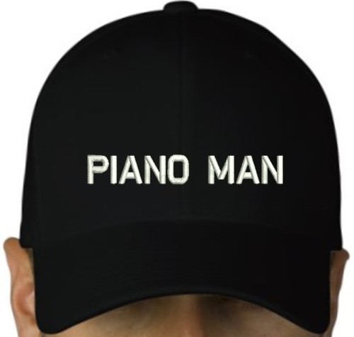 Piano Man black cap hook and loop closure hat Pianist gift Musician hat ...
