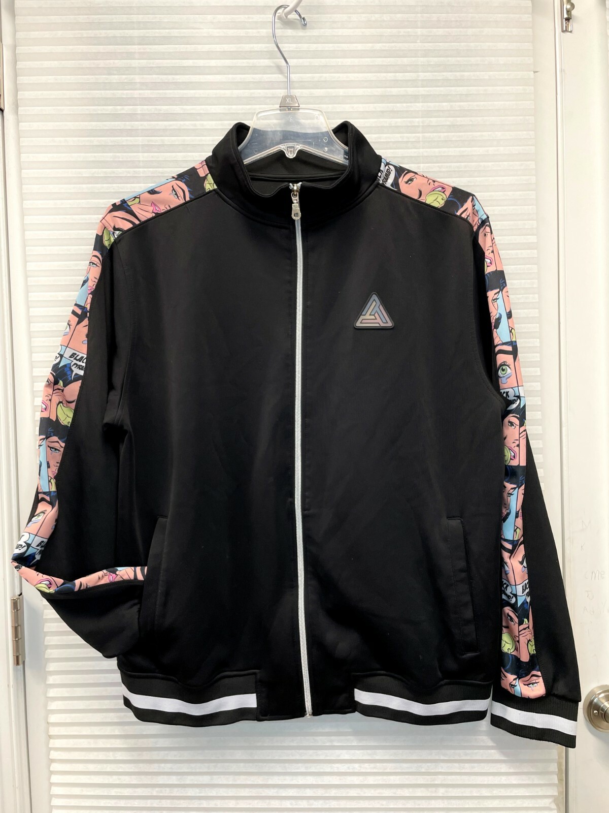 Black Pyramid Men's Comic Print Zip-Up Varsity Track … - Gem