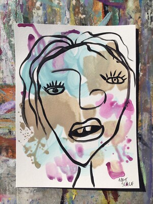 Matt Scalf Portrait Face Abstract ORIGINAL PAINTING Street Modern ...
