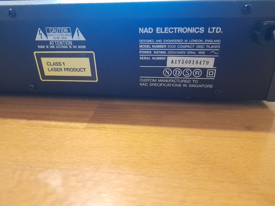 NAD 5000 Monitor Series CD Player | Hi-Fi | Gray | Raw Cable Speaker ...