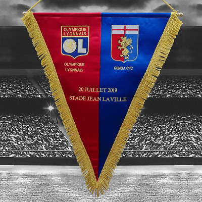 Fanion brodé Olympique Lyonnais V Genoa CFC 2019 taille 48 cm x 36 cm ...