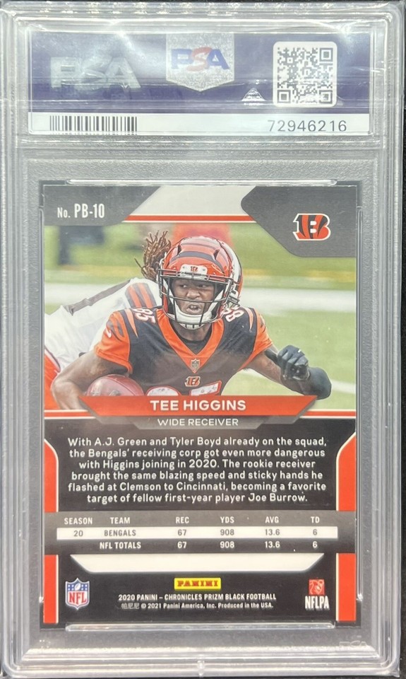 Tee Higgins Rookies 2020 Chronicles Prizm Black RC PSA 8 BENGALS | eBay