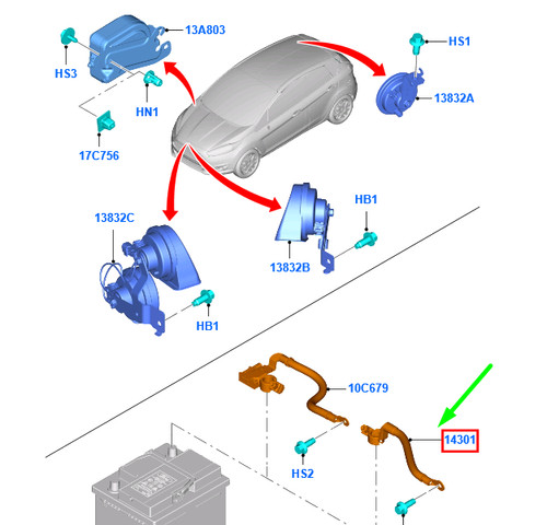 FORD FIESTA MK6 WT BATTERY CABLE 8V5T-14301-AAG 1714912 ORIGINAL for ...
