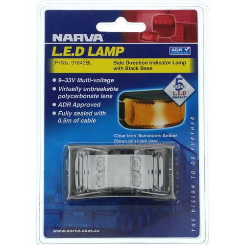 Narva Model 16 LED Side Direction Indicator Lamp Amber 74mm x 38mm 9 ...