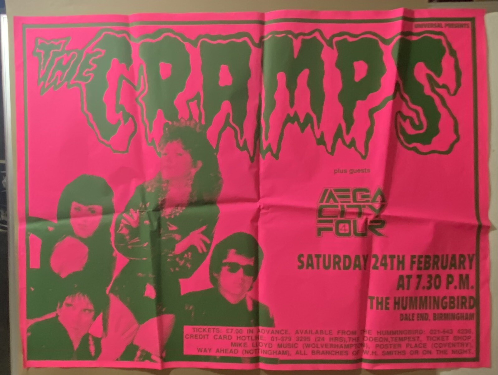 The CRAMPS The Hummingbird Birmingham UK 1990 CONCERT POSTER Lux Ivy ...