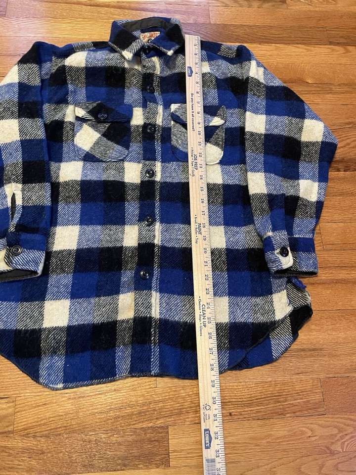 50s True Vintage Chill Chaser Blue Top Blue Plaid Mens Large Button Up ...