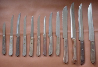 Used Kitchen and Steak Knives Lot of 13 Stainless Steel with Wood ...