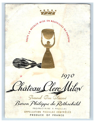 1970 Chateau Clerc Milon #2 French Wine Label S98E | eBay