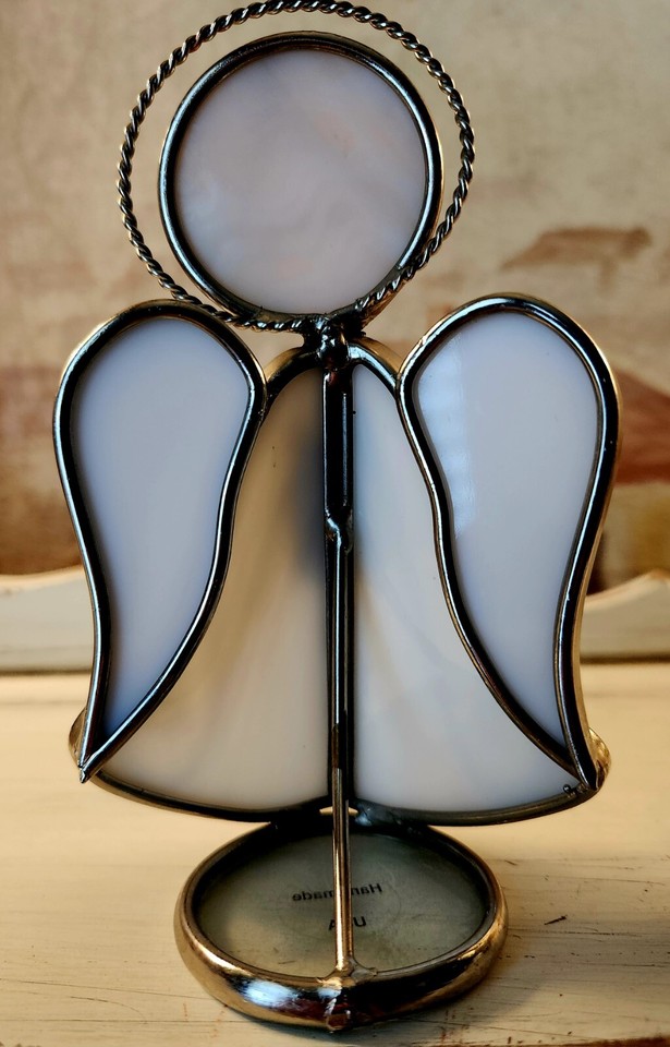 Set Of Two Handmade Stained Glass Angels Clear Glass And White Glass ...