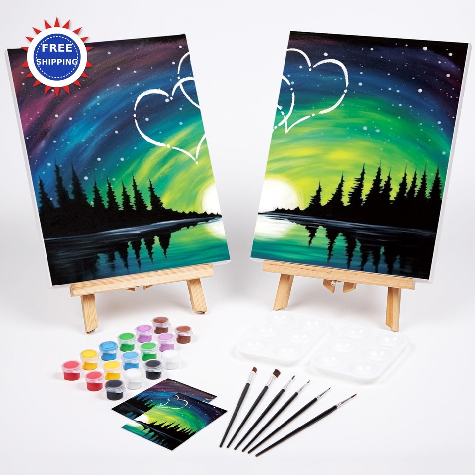 VOCHIC 2 Pack Sip and Paint Kit Pre Drawn Canvas for Painting for ...