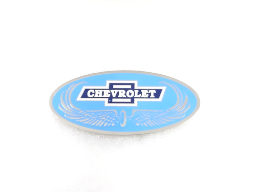 BADGE EMBLEM MONOGRAN FITS CLASSIC VINTAGE CHEVY CHEVROLET IN BLUE # ...