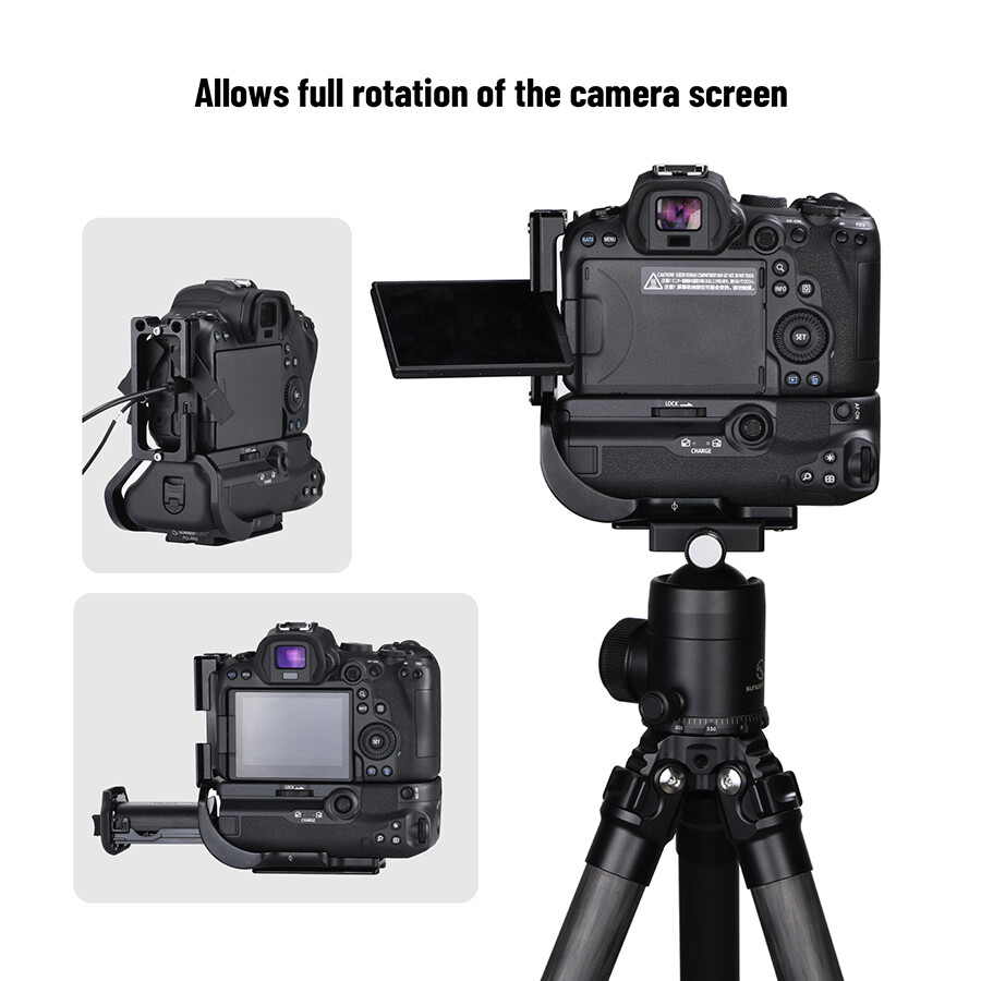 Sunwayfoto L-bracket for Canon EOS R5/R6 with battery grip BG-R10 Arca ...
