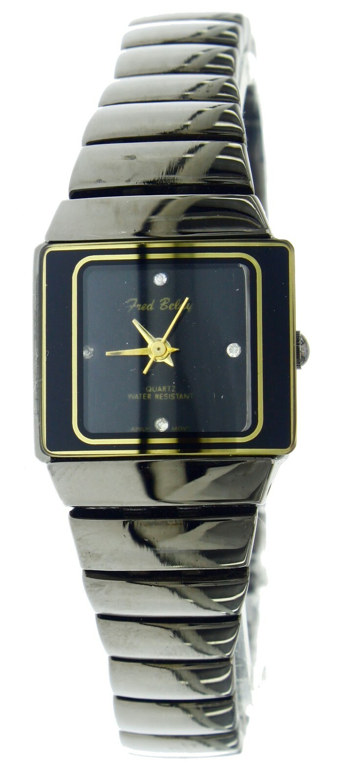 New Vintage Women's Fred Belay Quartz Square Shiny Black Watch Black ...
