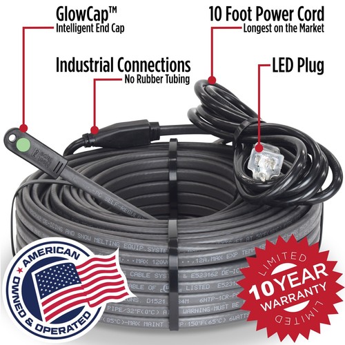 Heat Tape Pro,120V,10ft Power Cord, Roof and Gutter Ice Dam Prevention ...