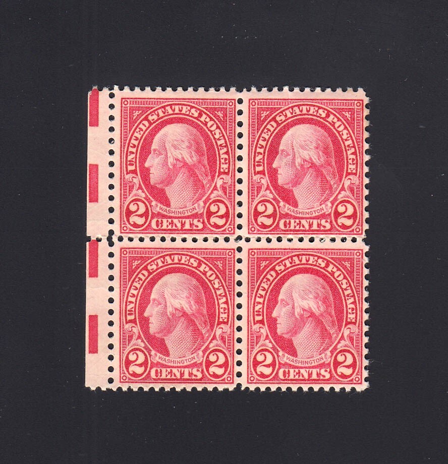 Scott #634 2c Washington DOUBLE PAPER Block of 4, Mint OG NEVER HINGED ...