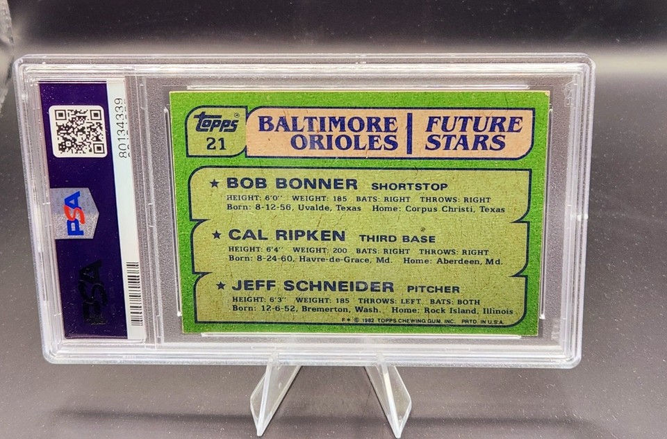 1982 Topps ORIOLES FUTURE STARS Bob Bonner/Cal Ripken/Jeff Schneider ...